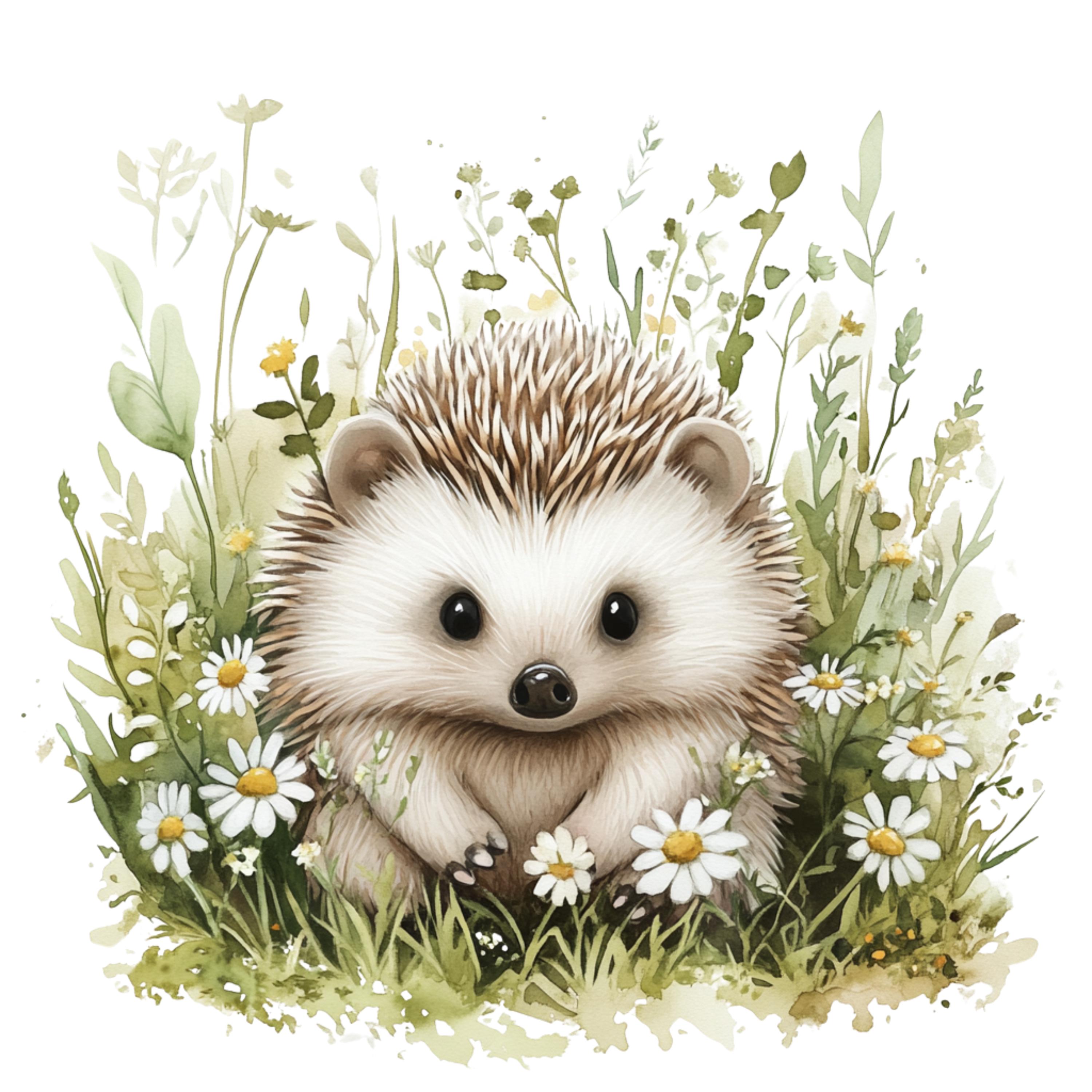 17 Cute Spring Hedgehog PNG Clipart Bundle | Watercolor Cartoon Baby ...