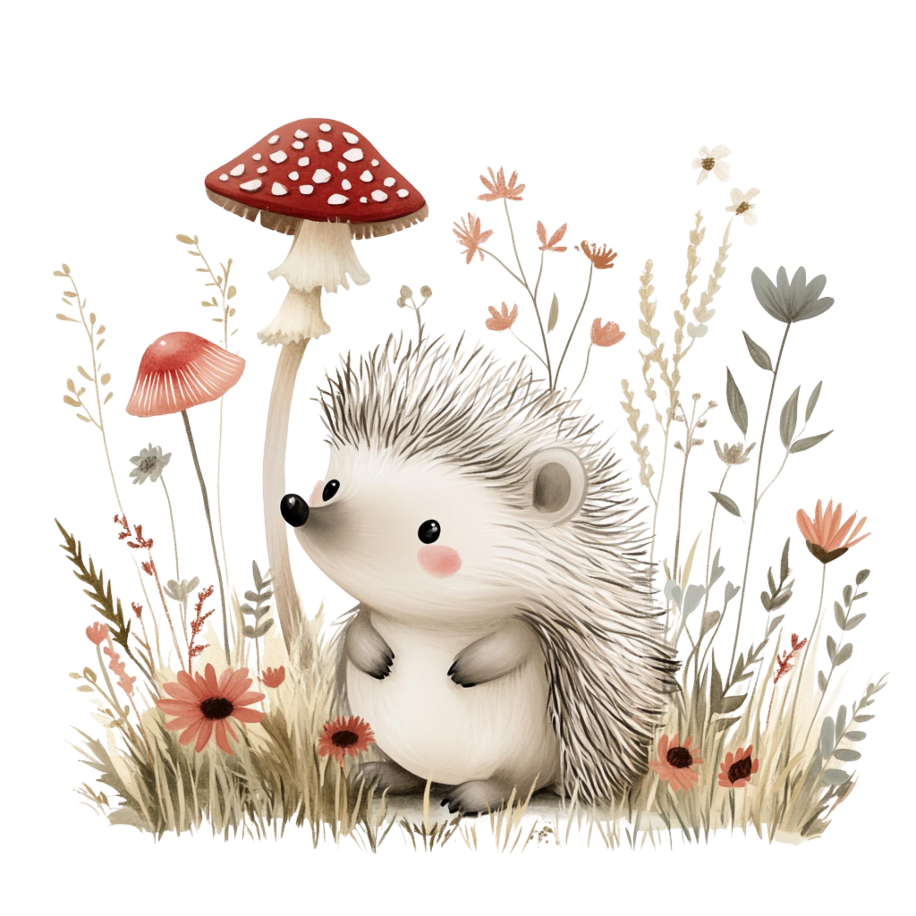 17 Cute Spring Hedgehog PNG Clipart Bundle | Watercolor Cartoon Baby ...