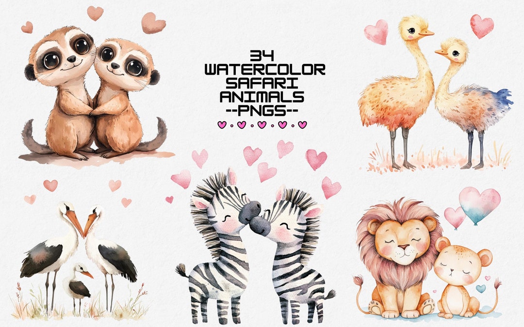 34 Watercolor Safari Animals Png,safari Nursery Theme,safari Clipart ...