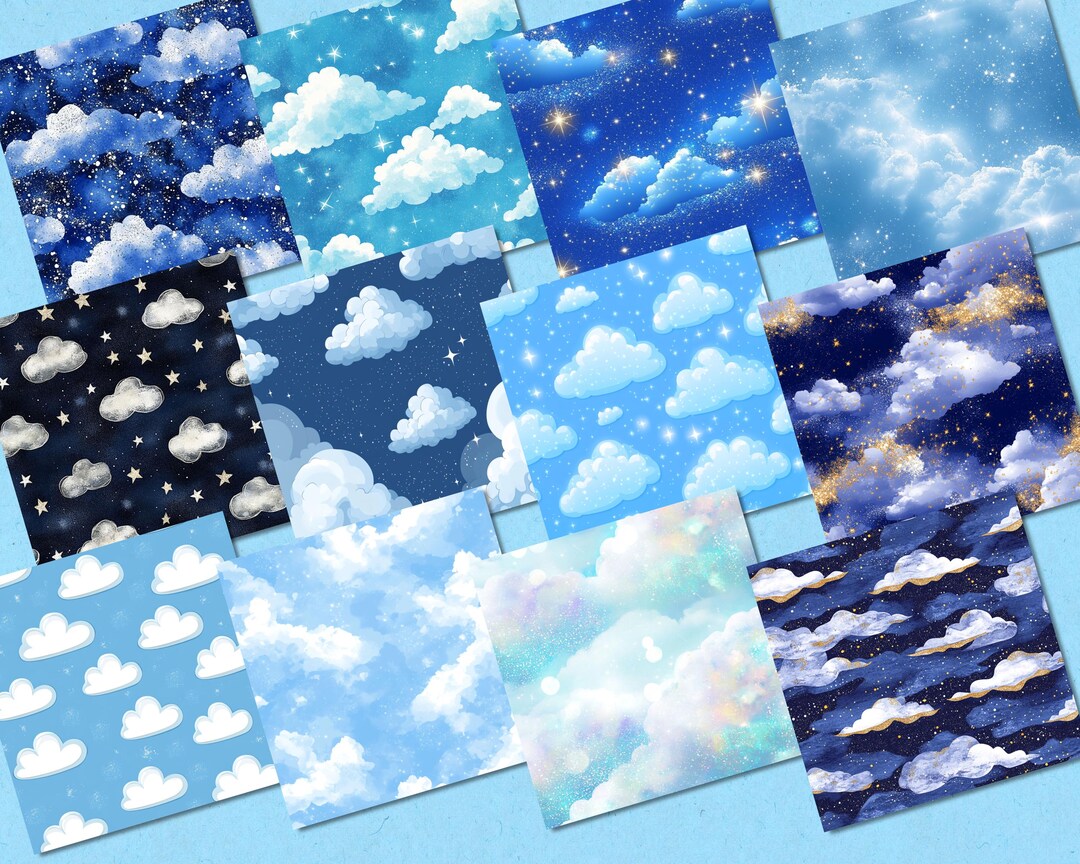 Dreamy Sky Cloud Clouds Digital Papers, Cloud Sky Background, Seamless ...