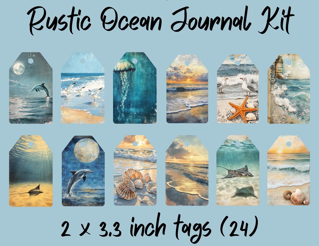 Coastal Junk Journal Ephemera Kit | Printable Tags, Pockets, Papers ...