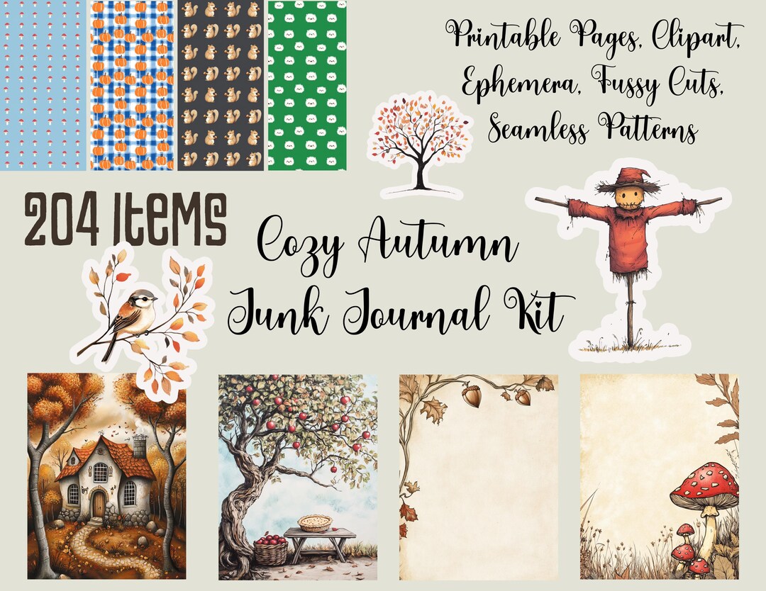 204 Digital Autumn Fall Mega Bundle,printable,forest,animal,nature,kit ...