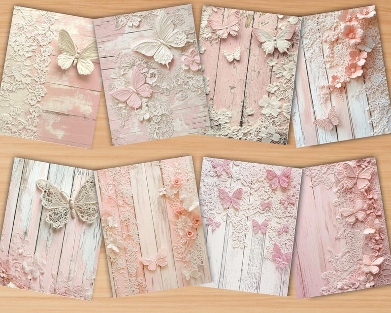24 Printable Shabby Chic Butterfly Papers Junk Journal Pages Kit | Pink ...