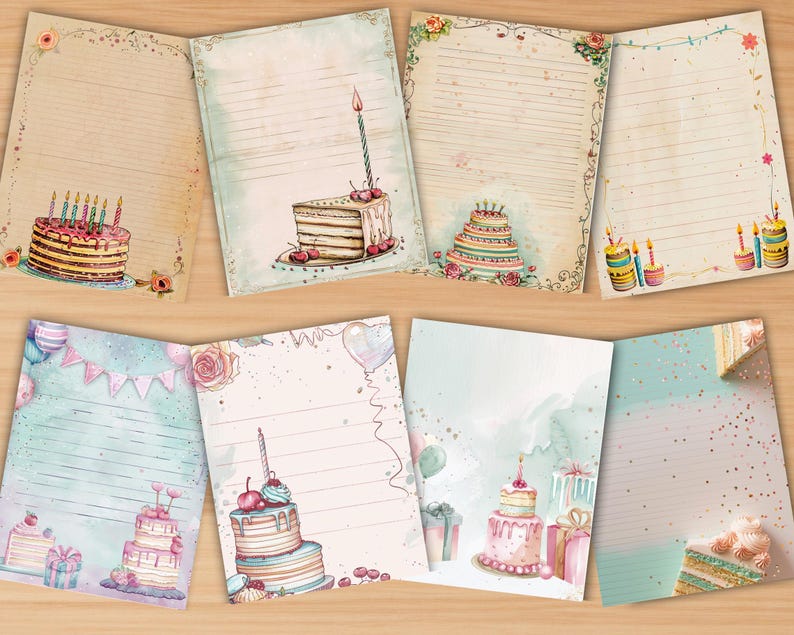 65 Birthday Stationery Craft Paper, Cake Stationary Papers Bundle ...