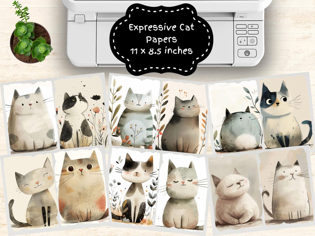 Printable Papers Cat Cats Junk Journal Pages | Cats Pages | Expressive ...