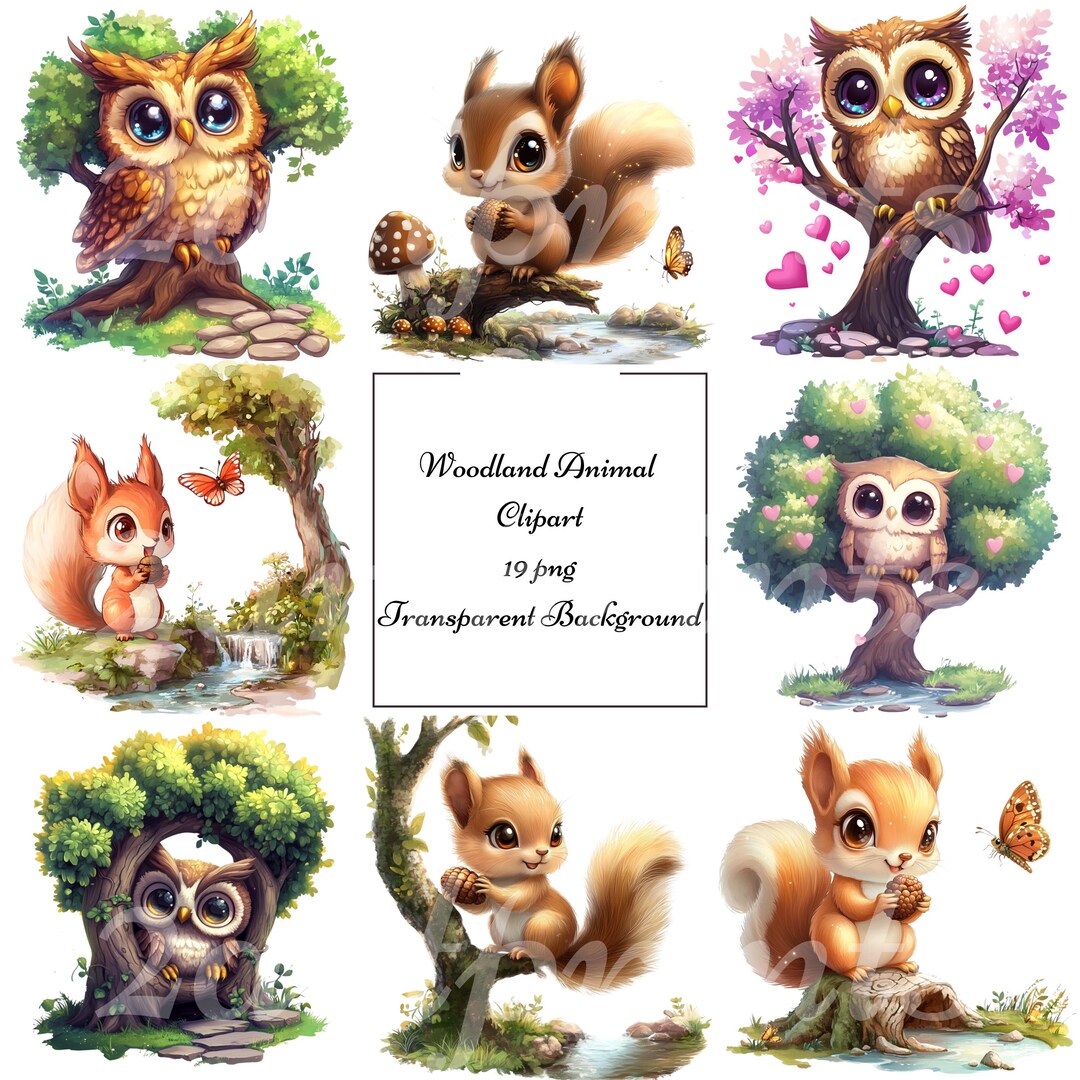 Squirrel Woodland Animals Clipart, Watercolor Photo Clip Art PNG, Junk ...
