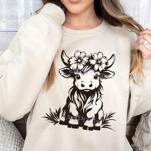 Cute Baby Highland Cow Cut File, SVG, PNG, Animal Vector Image, Farm ...