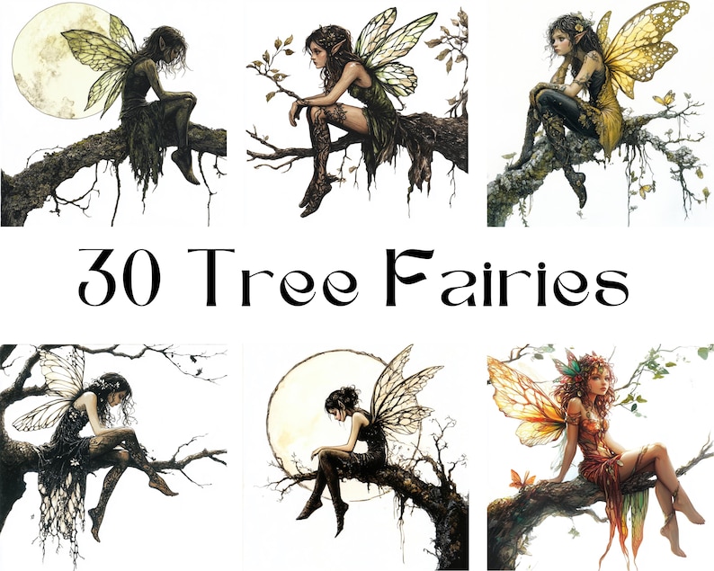 30 Tree Fairy Clipart PNG Bundle, Fairy Girl Clip Art, Junk Journal ...