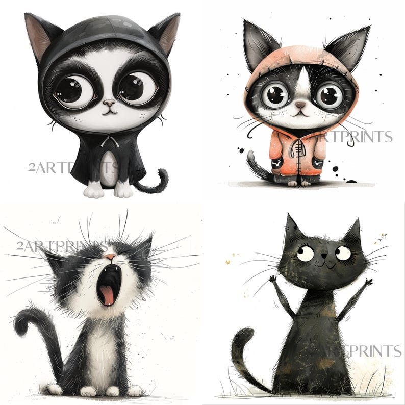 400 Cat Designs, PNG, Cat Bundle | Cat Clipart | Cat Graphics | Quirky ...