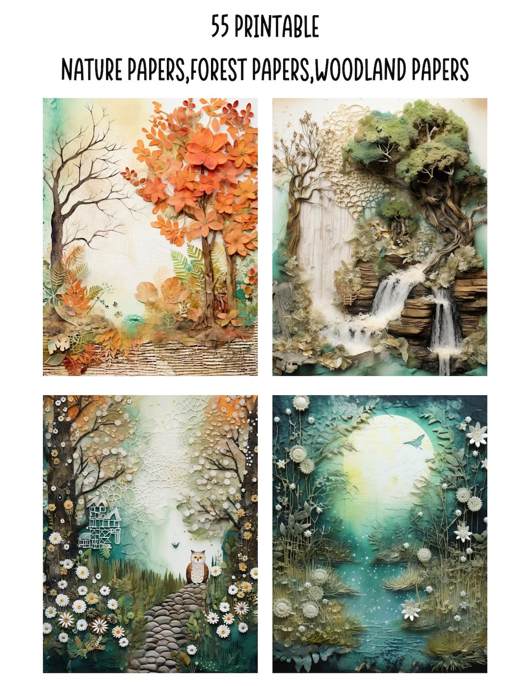 Woodland Papers, Forest Papers, Printable Nature Papers, Woodland ...