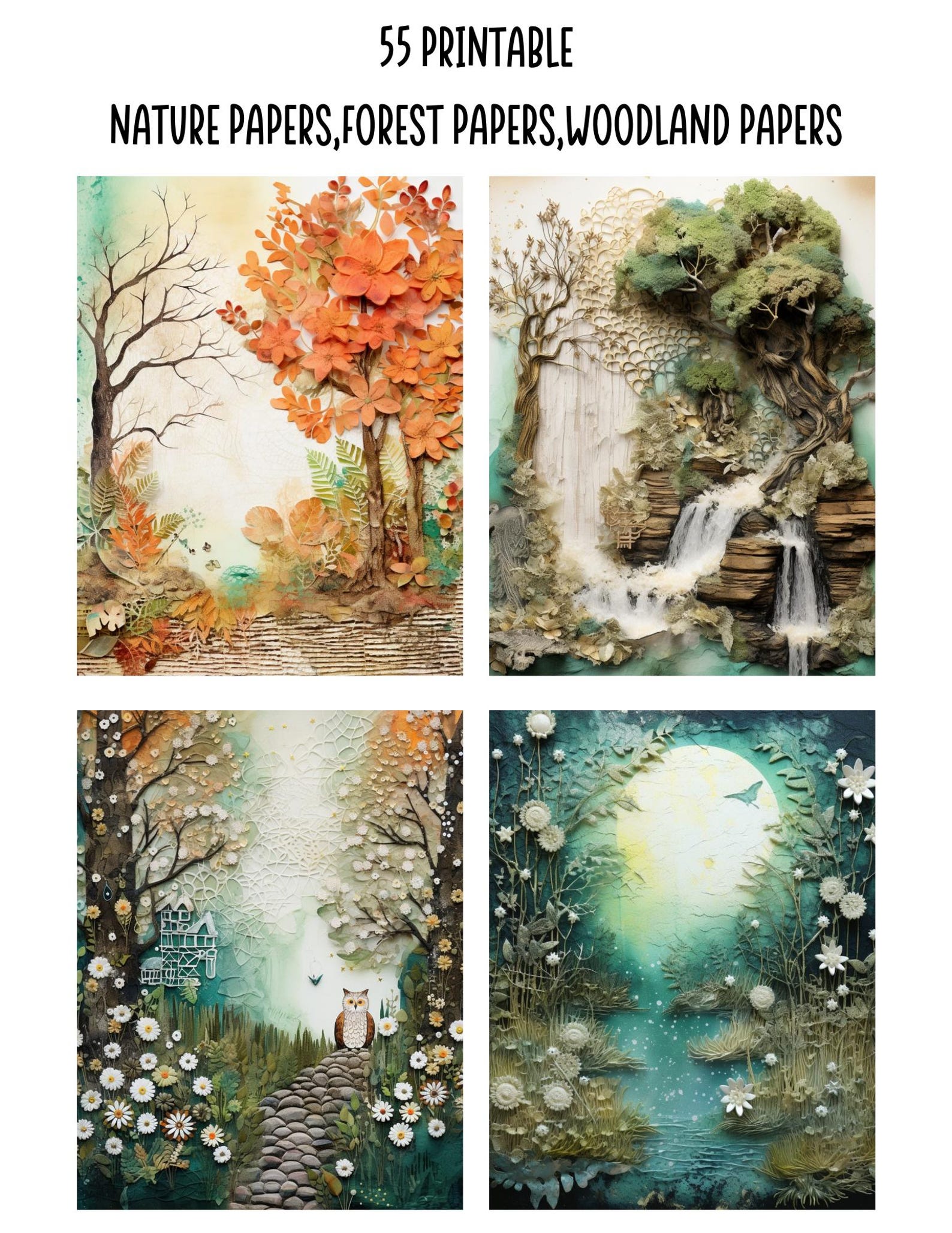 Woodland Papers, Forest Papers, Printable Nature Papers, Woodland ...