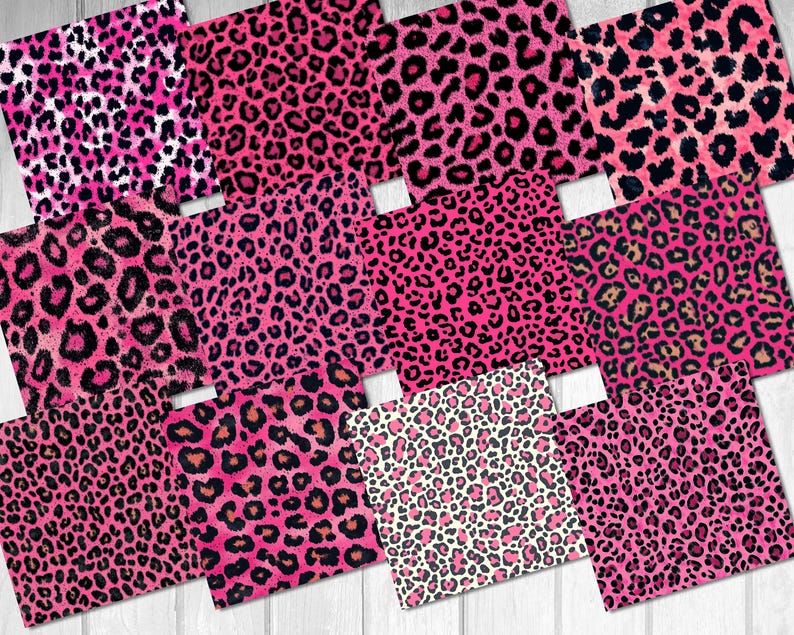 Leopard Fur Animal Print Digital Paper, Brown Leopard Background, Pink ...