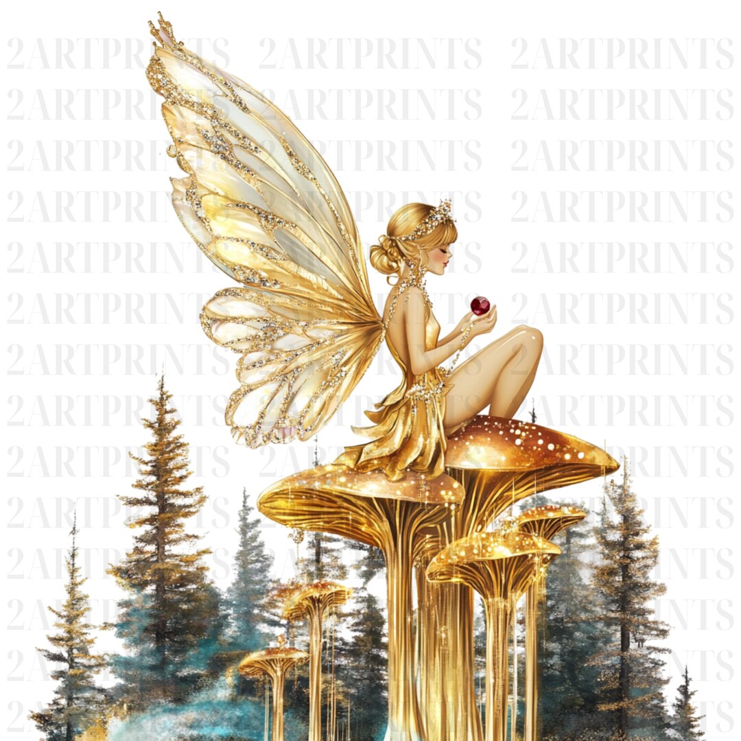 15 Gold Fairies Designs, Dtf, PNG, Clipart Bundle, Unique Diamond ...