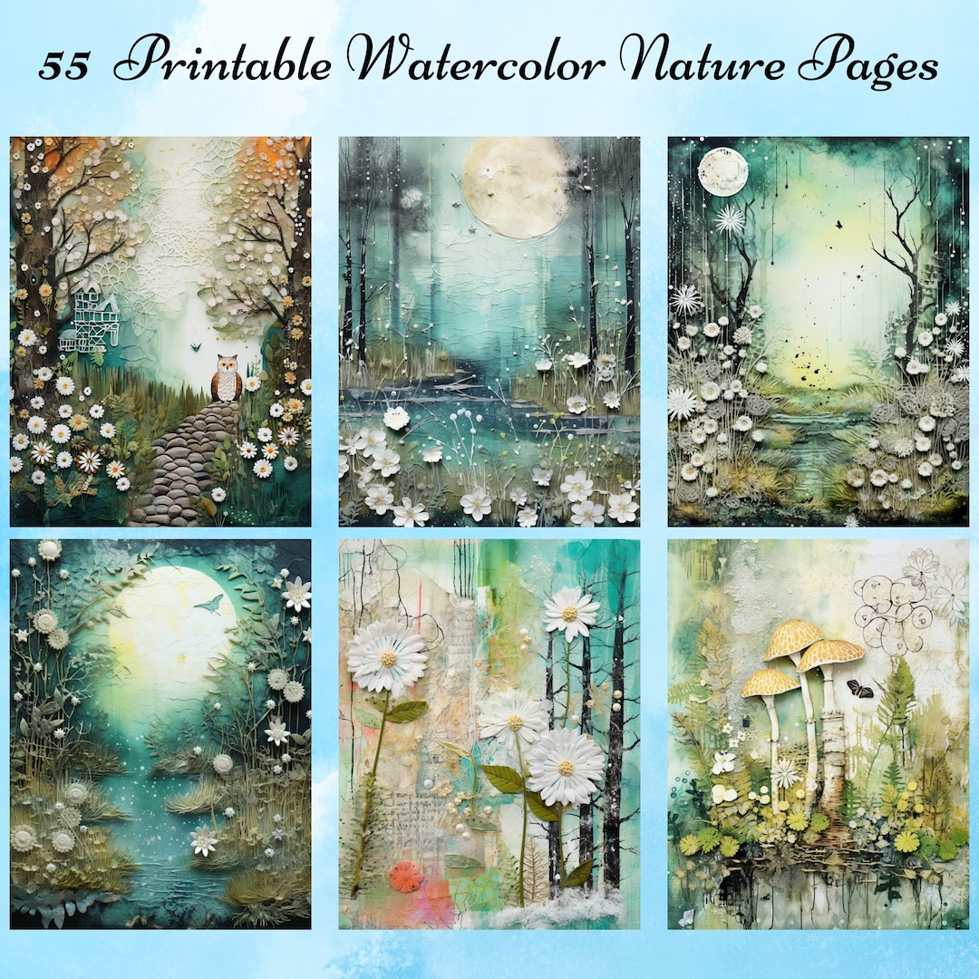 55 Printable Nature Papers | Digital Woodland Papers | Forest Scene ...