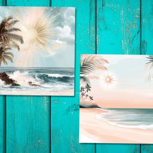 Summer Beach Digital Papers Bundle Beach Backdrop Backgrounds Clipart ...