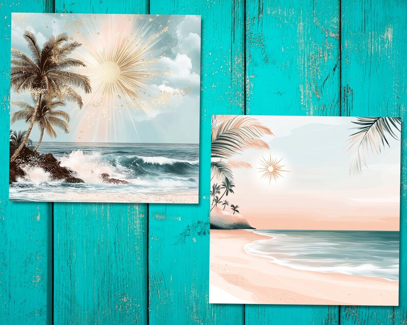 Summer Beach Digital Papers Bundle Beach Backdrop Backgrounds Clipart ...