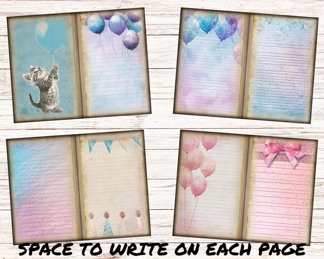 32 Birthday Cupcake Journal Pages, Junk Journal Papers With Heart ...