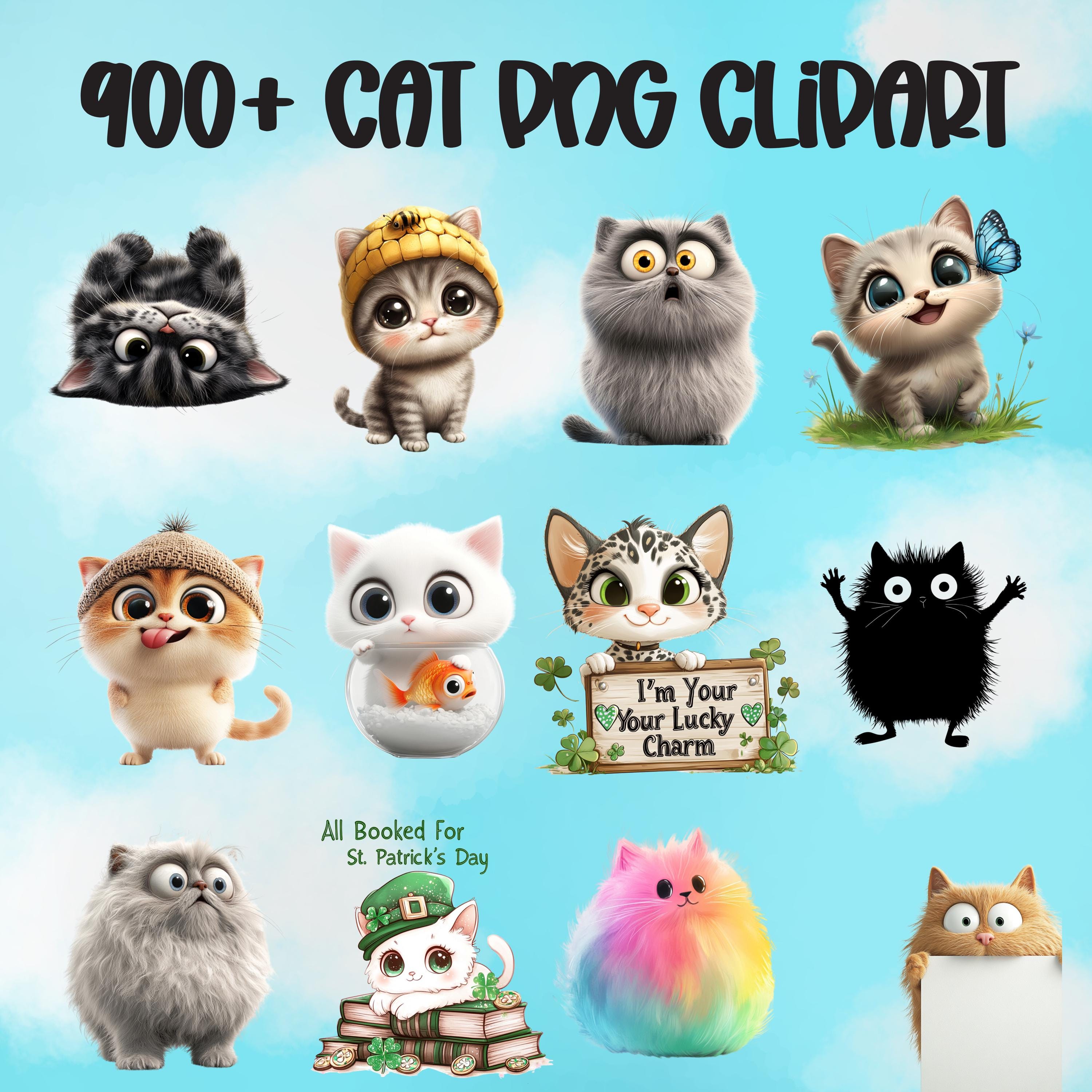 Kitty Clipart Mega Bundle,cat Printables,cat Scrapbook Paper,cat ...