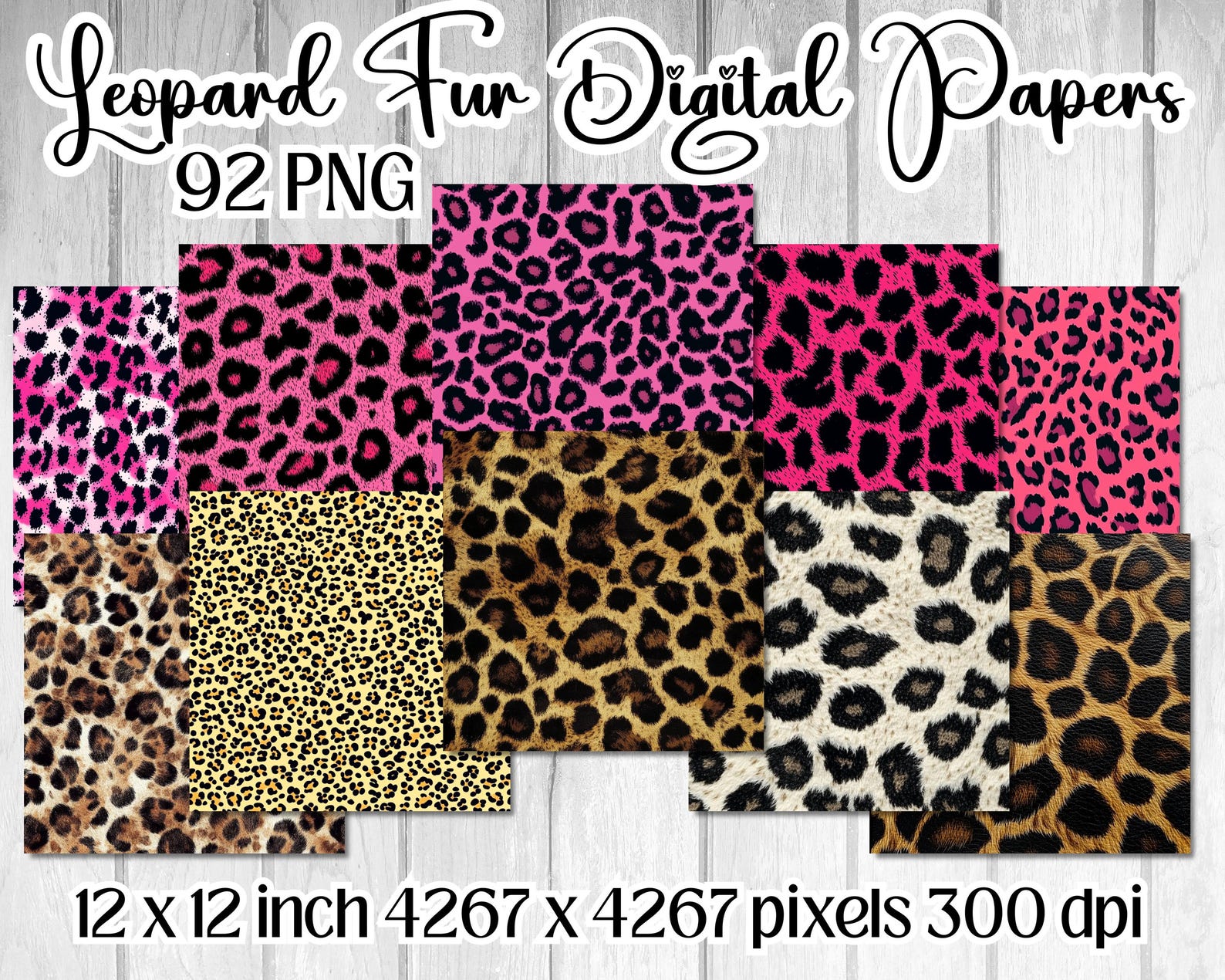 Leopard Fur Animal Print Digital Paper, Brown Leopard Background, Pink ...