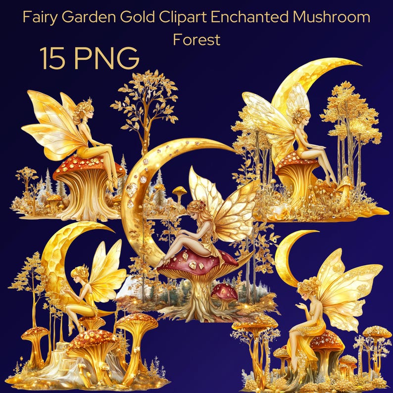 Fairies Fairy Gold Fairy PNG Clipart Pack, Fairy Clip Art Designs - Etsy
