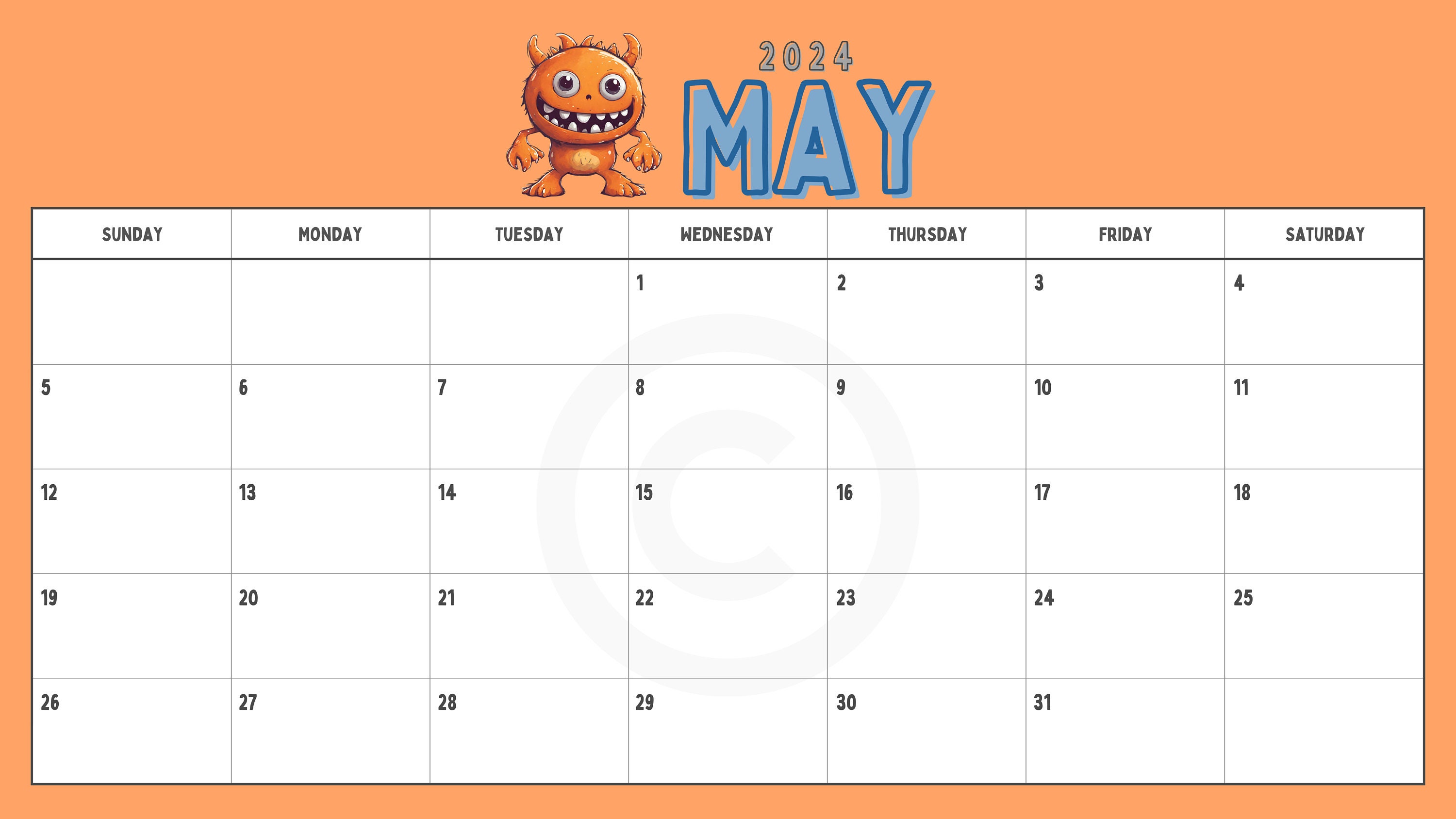 Kids Monster Calendar 2024 - Etsy