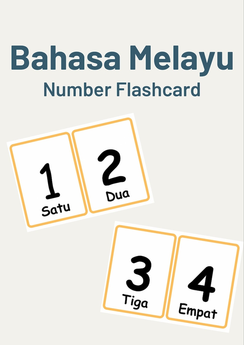 Bahasa Melayu Number Flashcard - Etsy