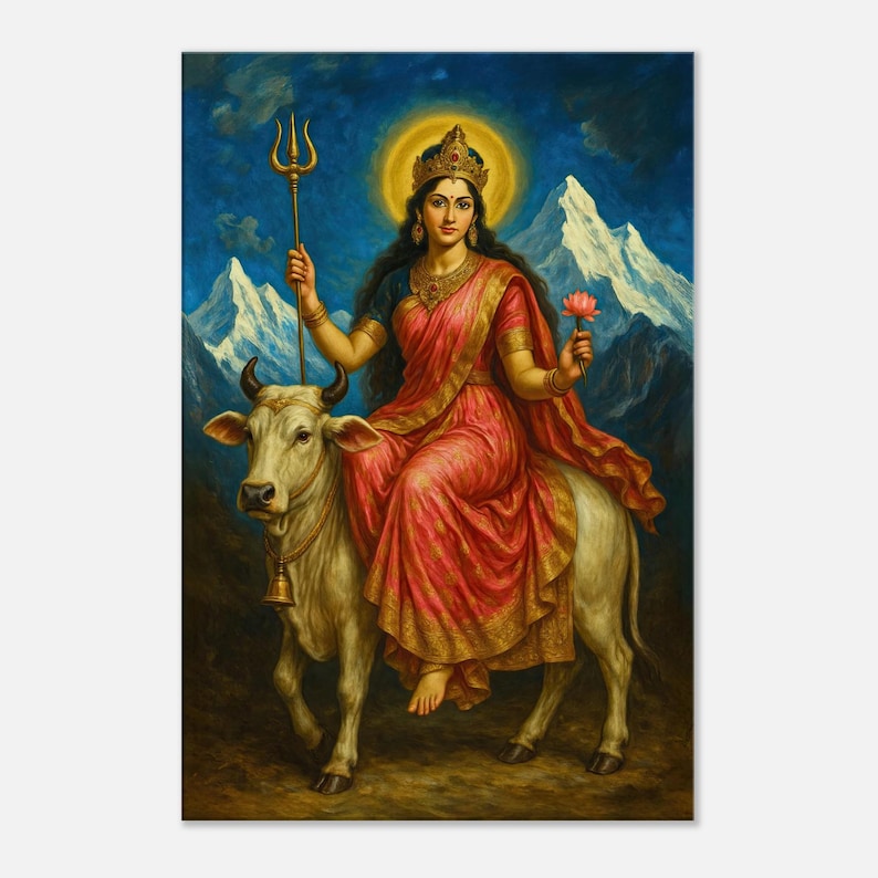 Maa Shailaputri First Form of Goddess Durga Canvas Print, Wall Art Home ...