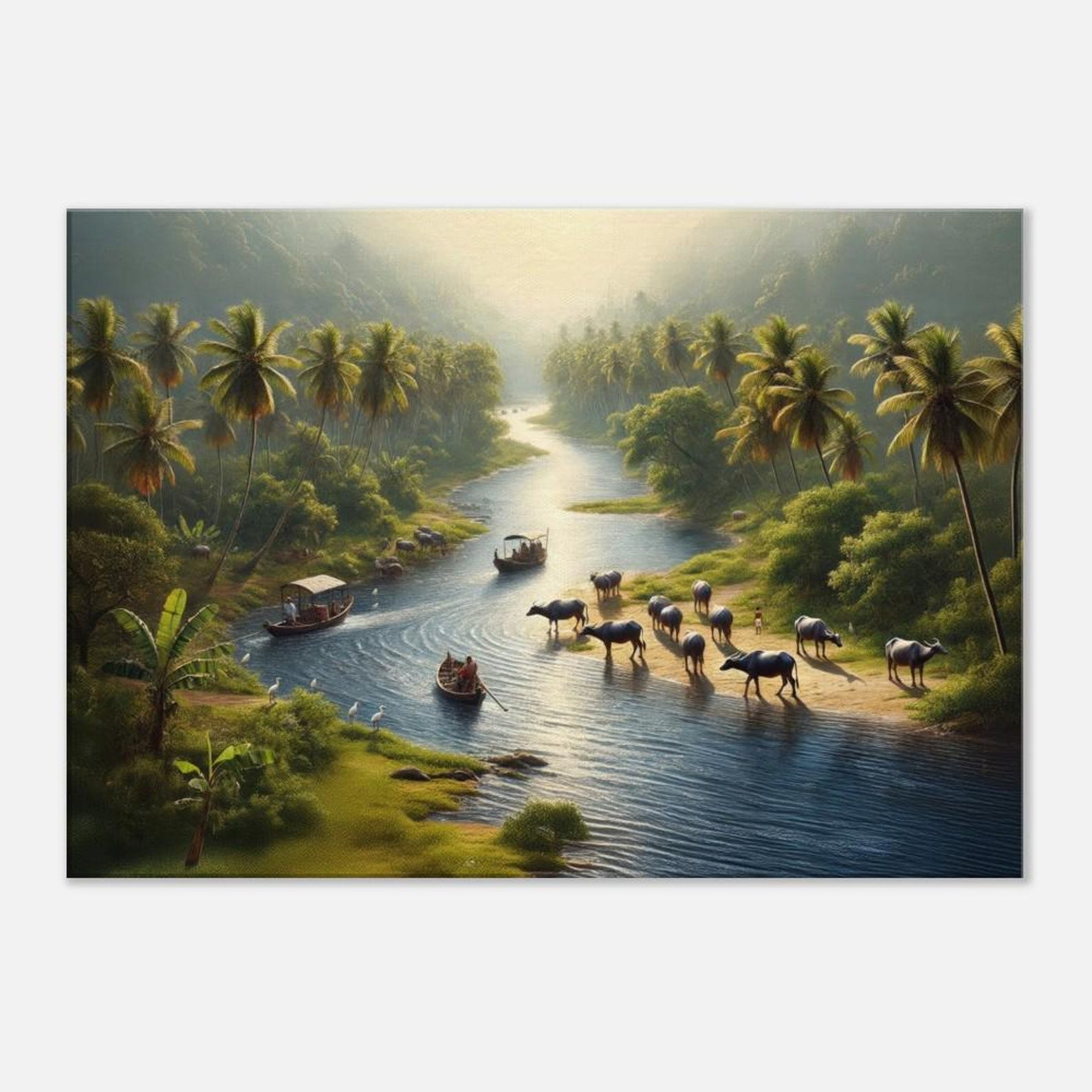 Busy Southern Indian River Scene Canvas Print, Wall Art Home Room ...