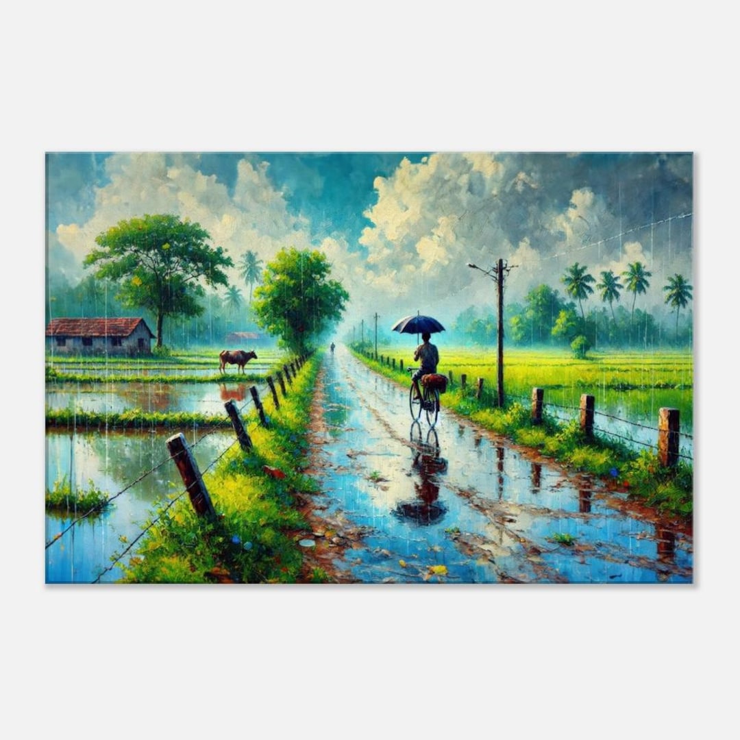 Rainy Day in Rural Southern India Canvas Print, Wall Art Home Office ...