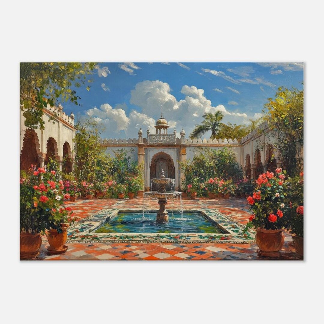 Peaceful Indian Haveli Courtyard Canvas Print, Indian Wall Art Home ...
