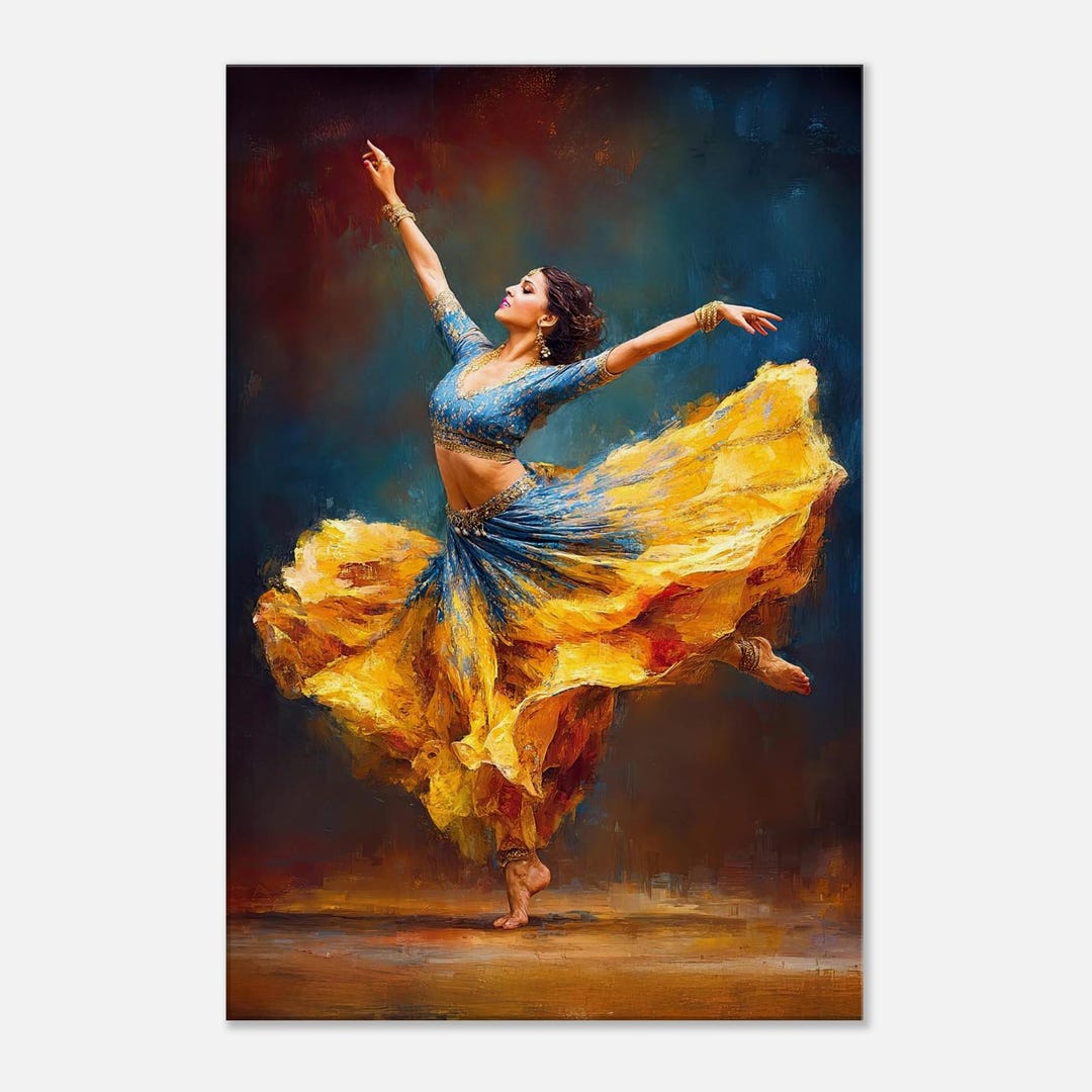 Pretty Indian Woman in a Dynamic Dance Pose Canvas Print, Wall Art Home ...