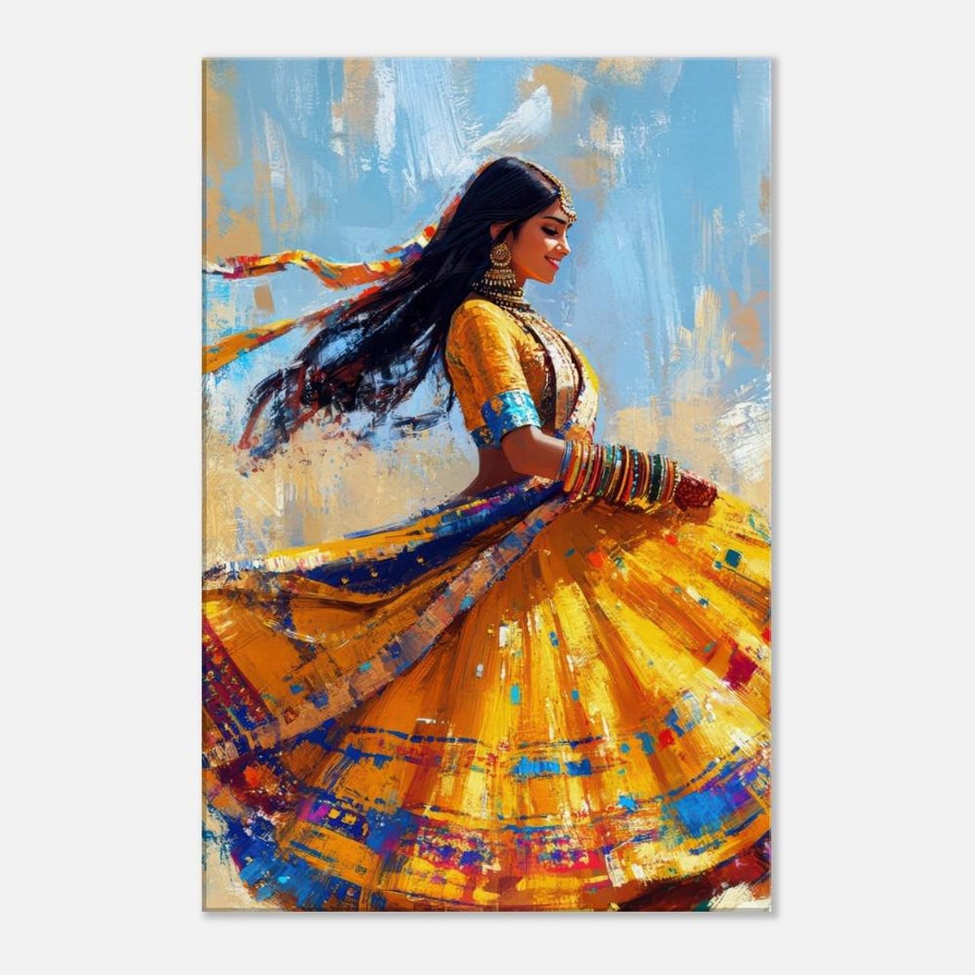Indian Garba Dancer in Traditional Clothing Canvas Print, Wall Art Home ...