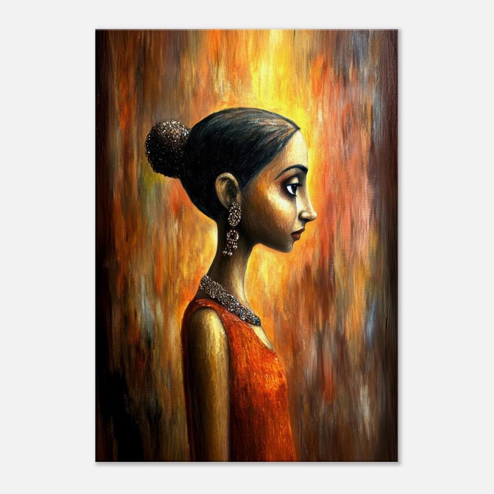 Abstract Contemporary Indian Woman Side Profile Portrait, Canvas Print ...