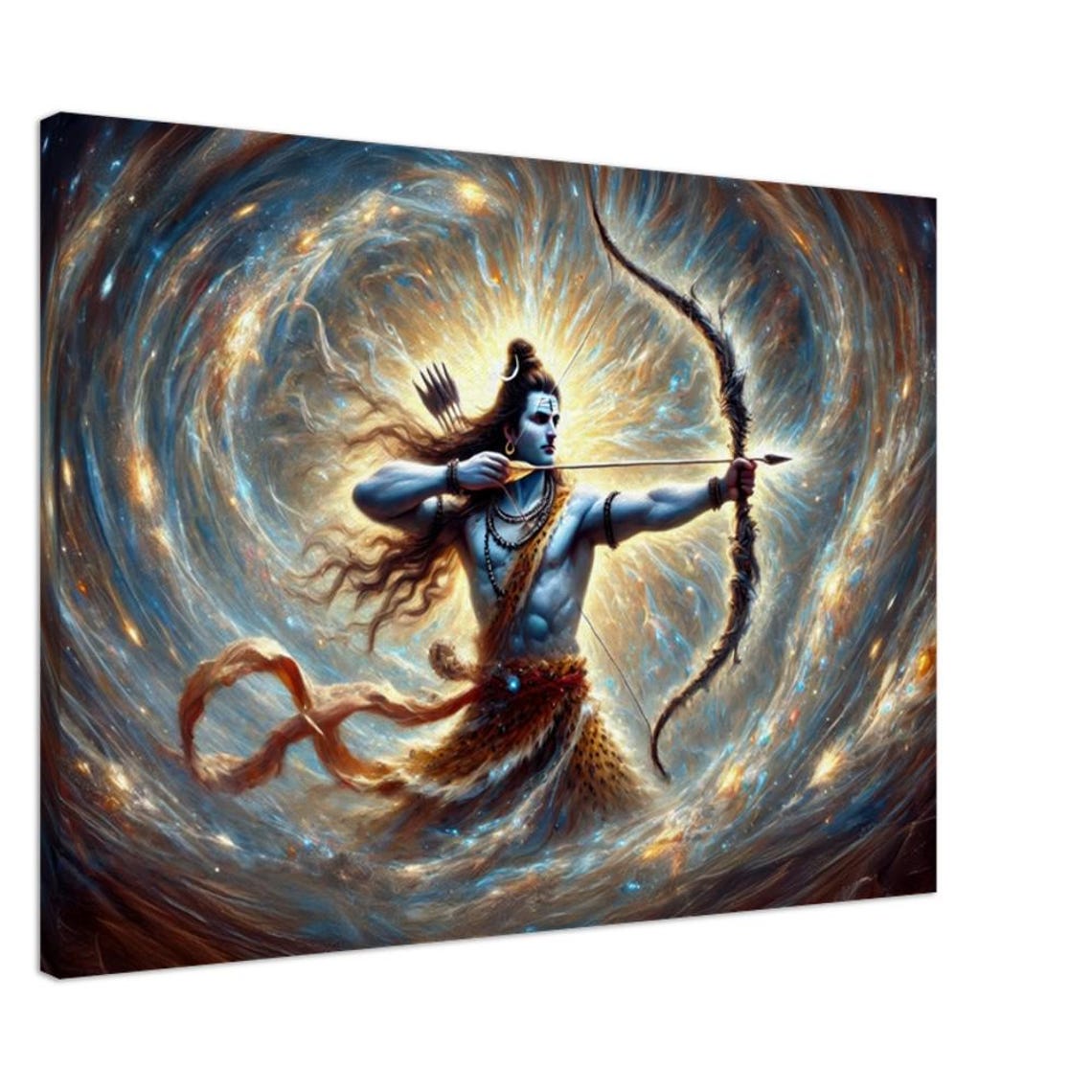 Celestial Lord Shiva With Pinaka Bow Canvas Art Print, Cosmic Energy ...