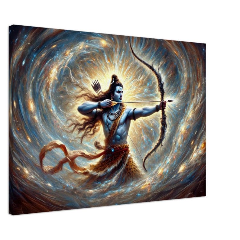 Celestial Lord Shiva With Pinaka Bow Canvas Art Print, Cosmic Energy ...