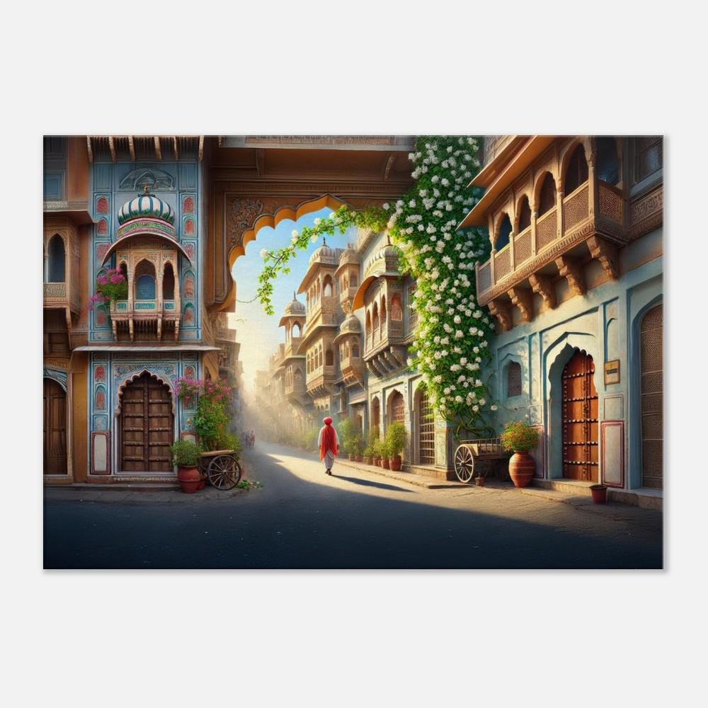 Rajasthani Haveli and Street Scene Canvas Print, Wall Art Home Office ...