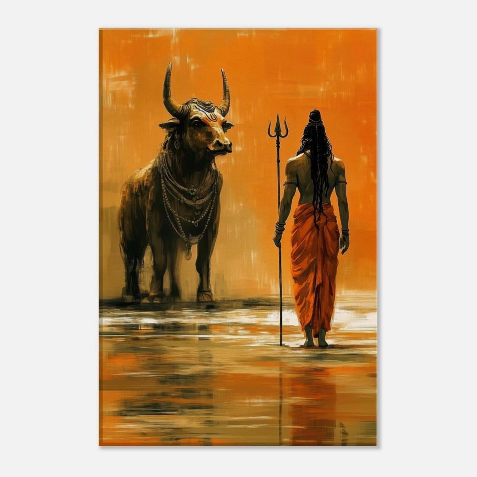 Lord Shiva and Nandi the Divine Bull Canvas Print, Wall Art Home Office ...