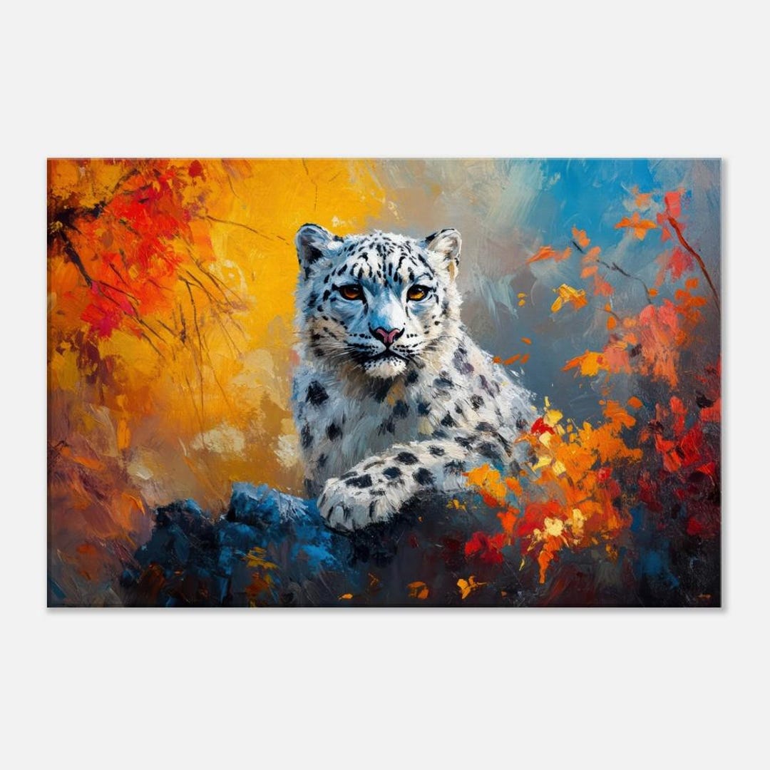 Himalayan Snow Leopard Canvas Print - Ready to Hang Wildlife Wall Art ...