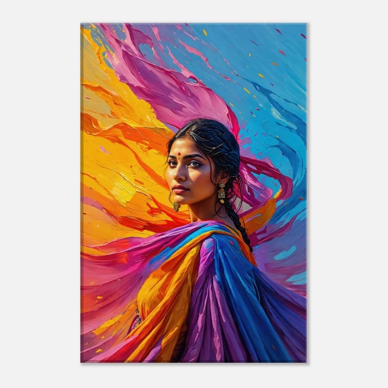 Indian Girl Next Door Extreme Color Portrait Canvas Print, India Ethnic ...