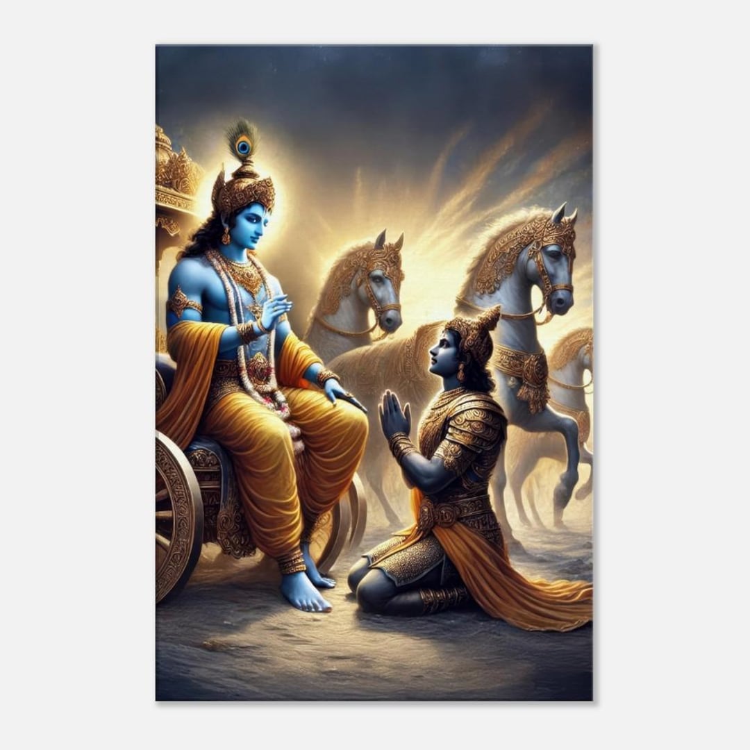 Lord Krishna Instructs Arjuna During the Kurukshetra War Canvas Print ...