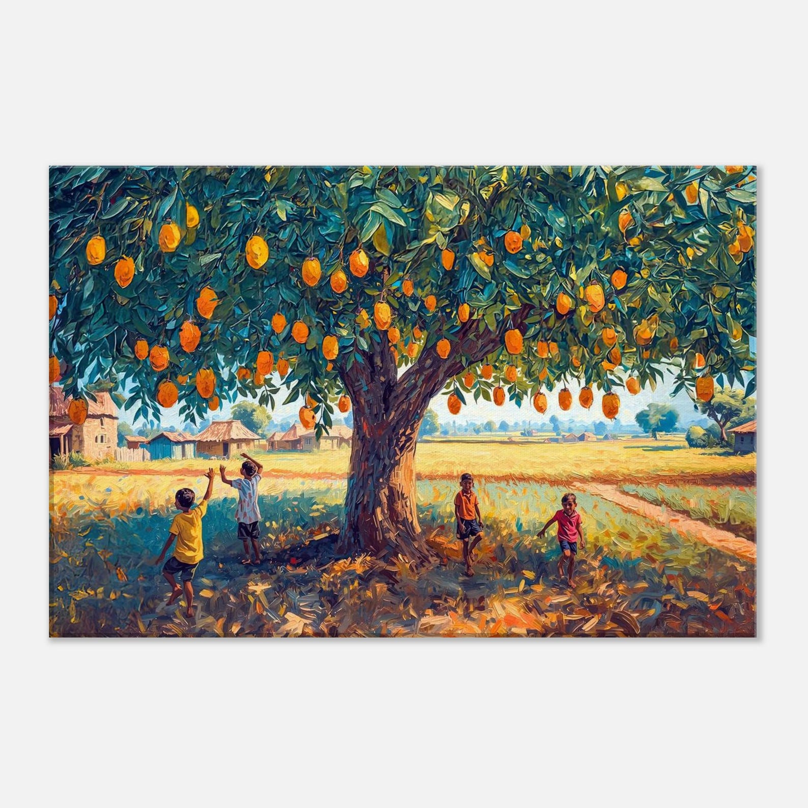 Village Boys Playing Under a Mango Tree Canvas Print, Wall Art Home ...