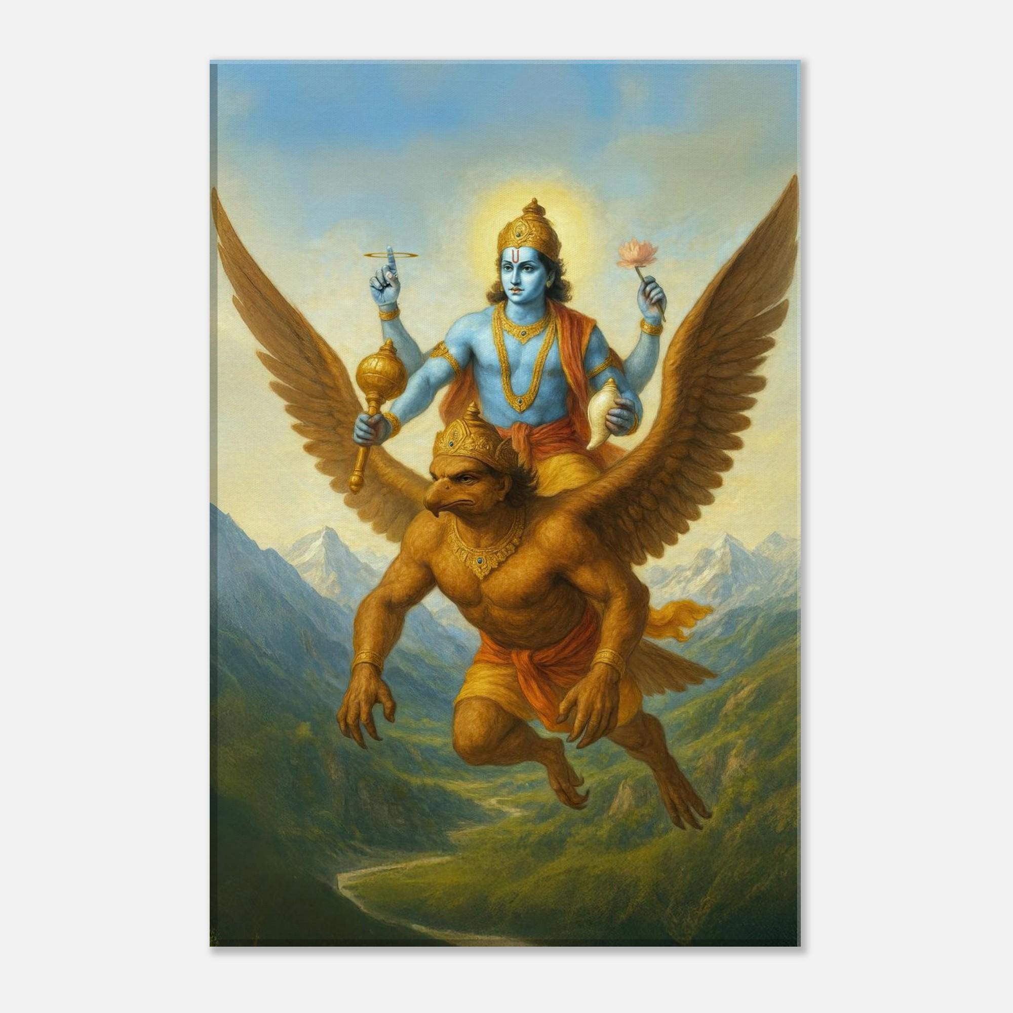 Lord Vishnu Flying on Garuda Canvas Print, Wall Art Home Office Room ...