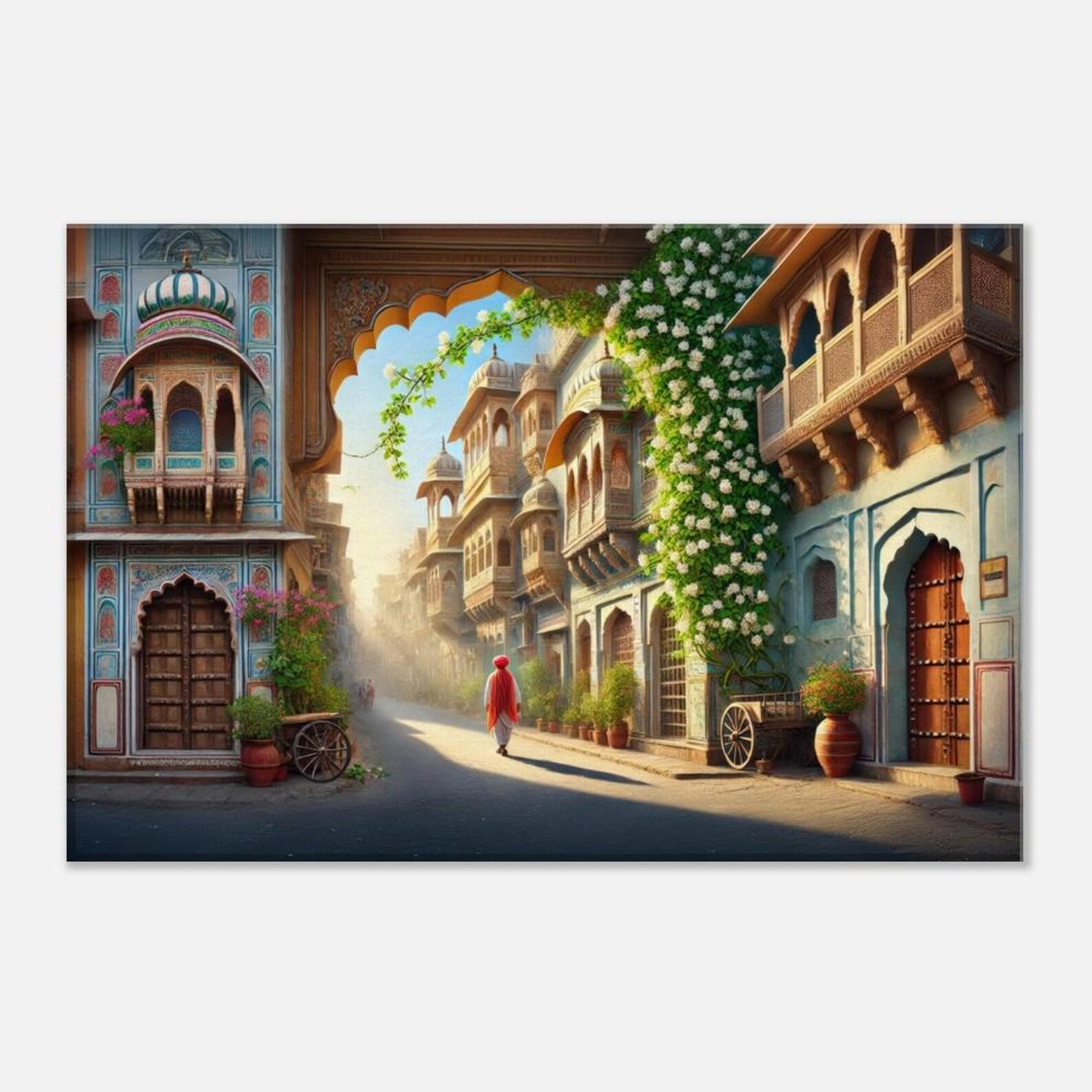 Rajasthani Haveli and Street Scene Canvas Print, Wall Art Home Office ...
