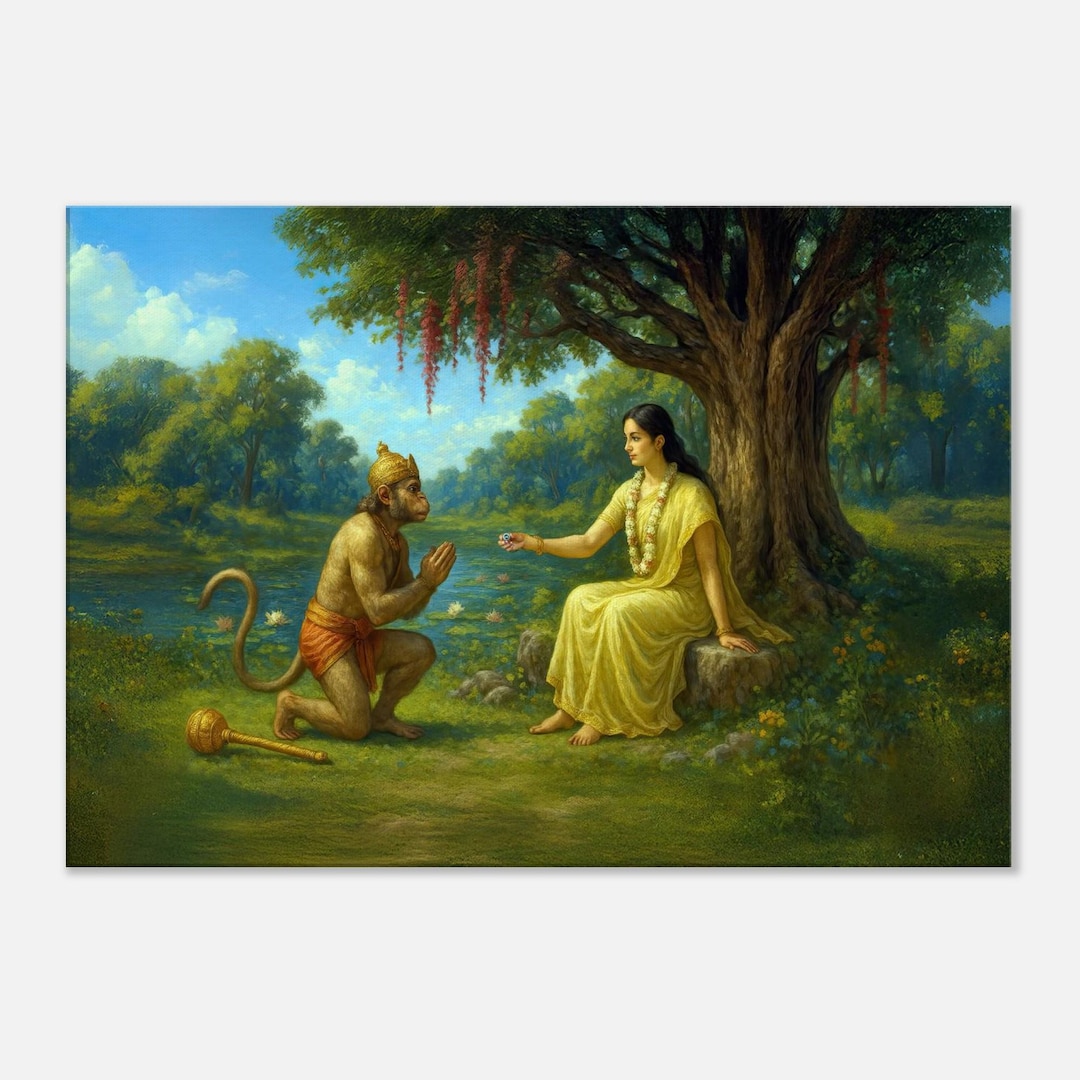 Lord Hanuman and Sita at Ashoka Vatika Lanka Canvas Print, Wall Art ...