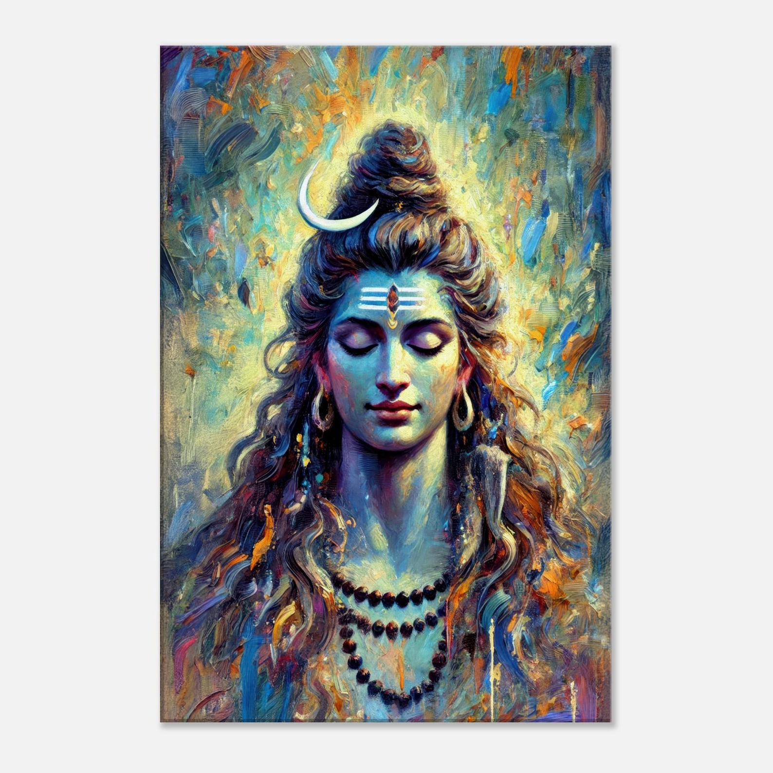 A Meditating Lord Shiva Portrait Canvas Print, Wall Art Home Office ...