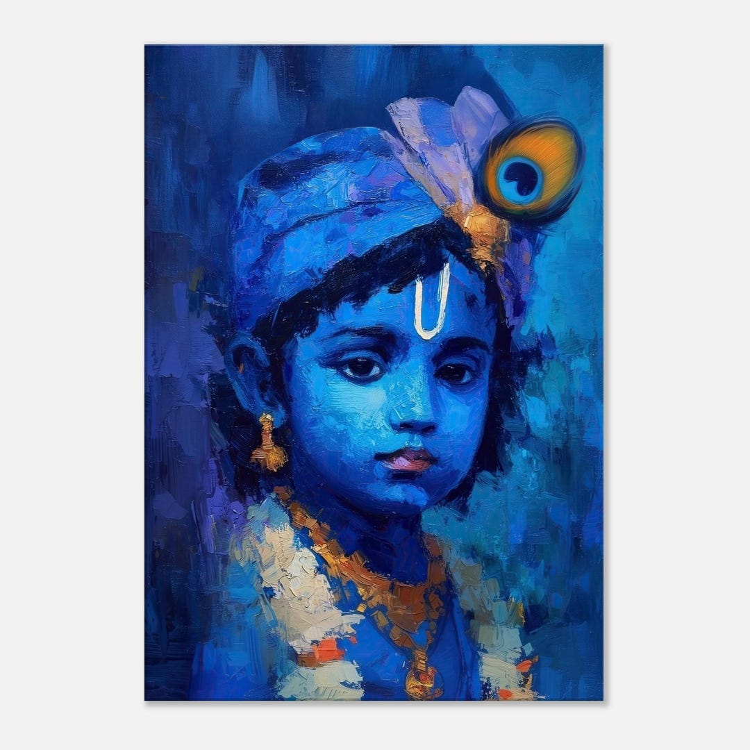 A Young Lord Krishna Portrait Canvas Print, Hindu Indian Heritage ...