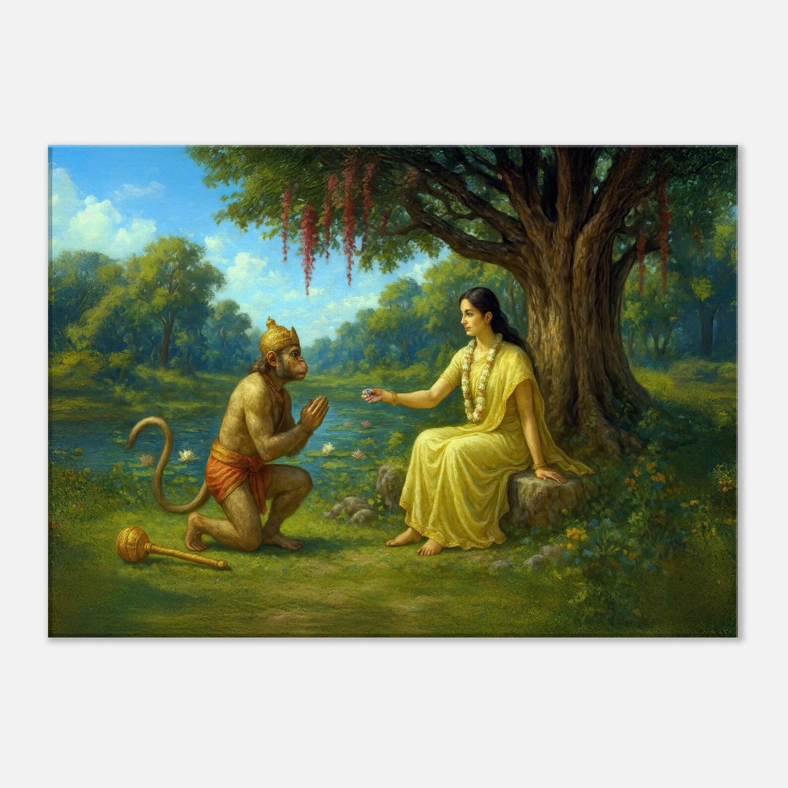 Lord Hanuman and Sita at Ashoka Vatika Lanka Canvas Print, Wall Art ...
