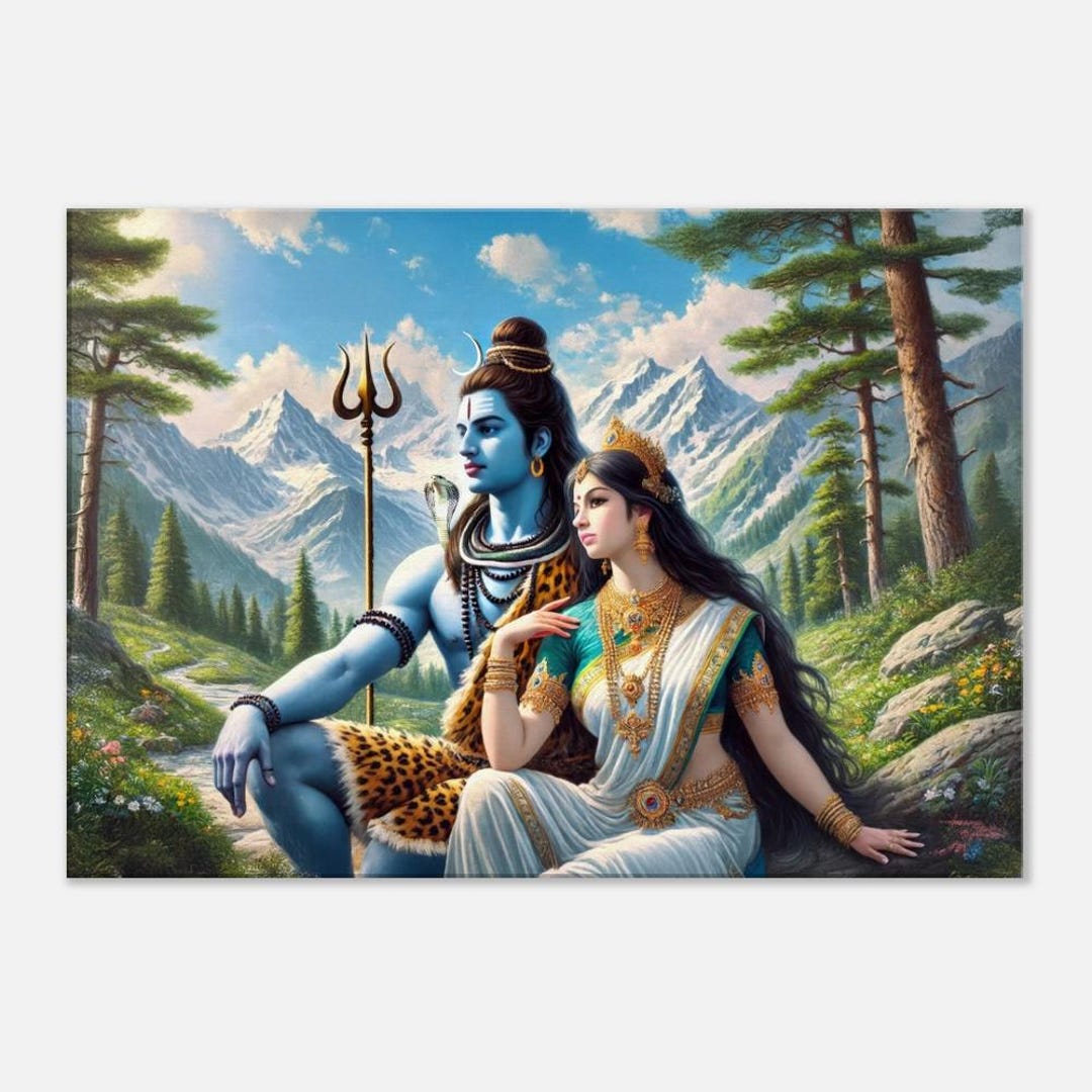 Lord Shiva and Goddess Parvati Himalayan Scene Canvas Print, Wall Art ...