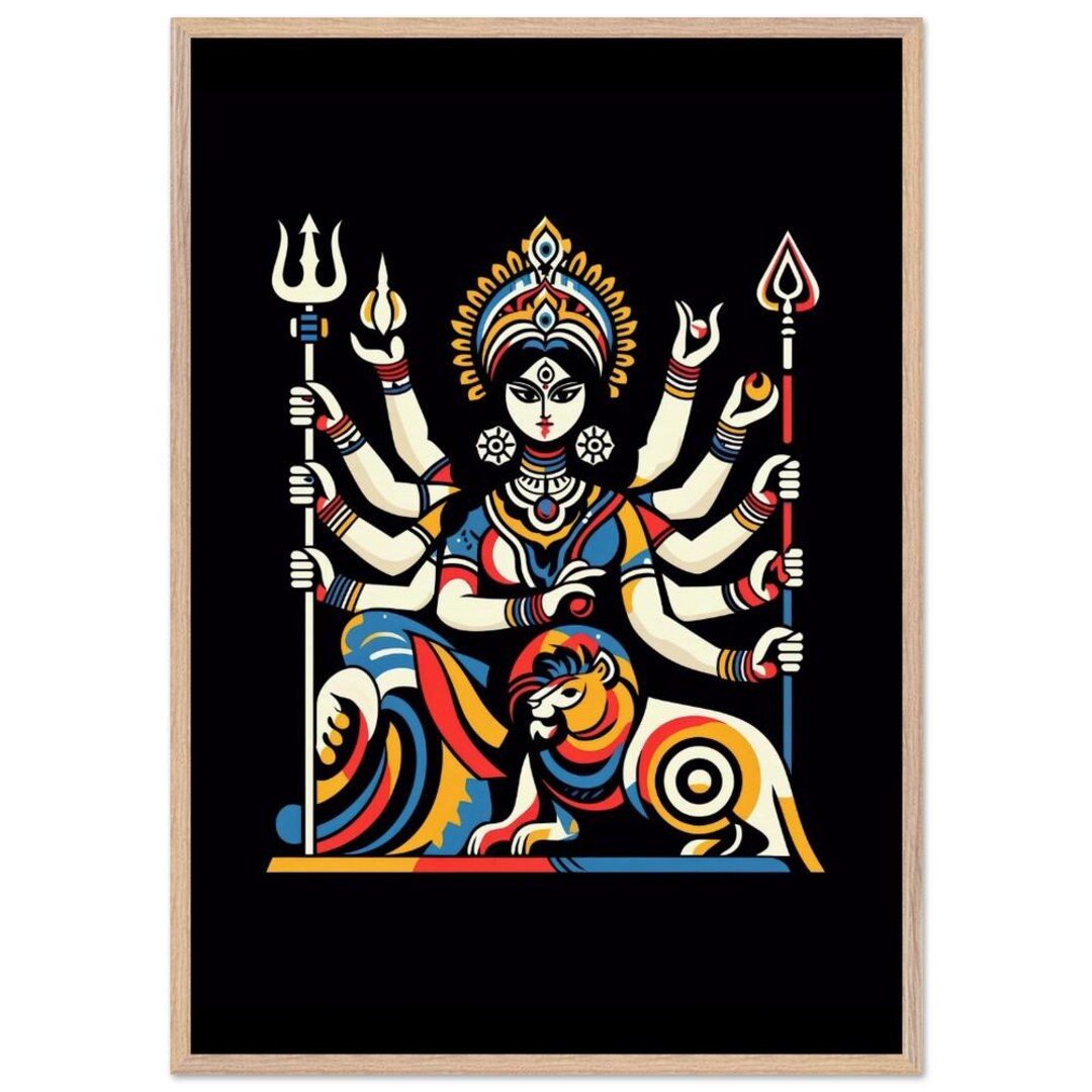 Goddess Durga Pop Art Premium Wooden Framed Poster With Museum-quality ...
