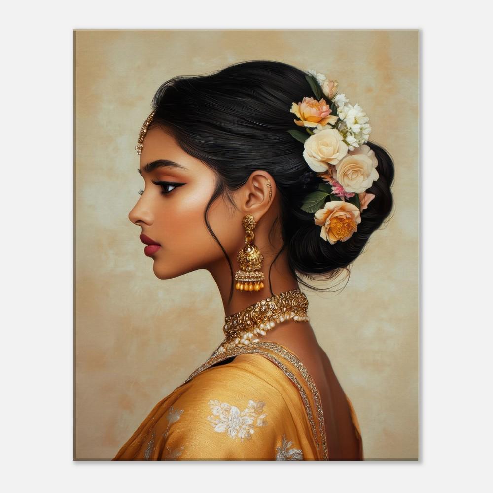 Side Profile of an Indian Woman With Beautifully Coiffured Hair Canvas ...